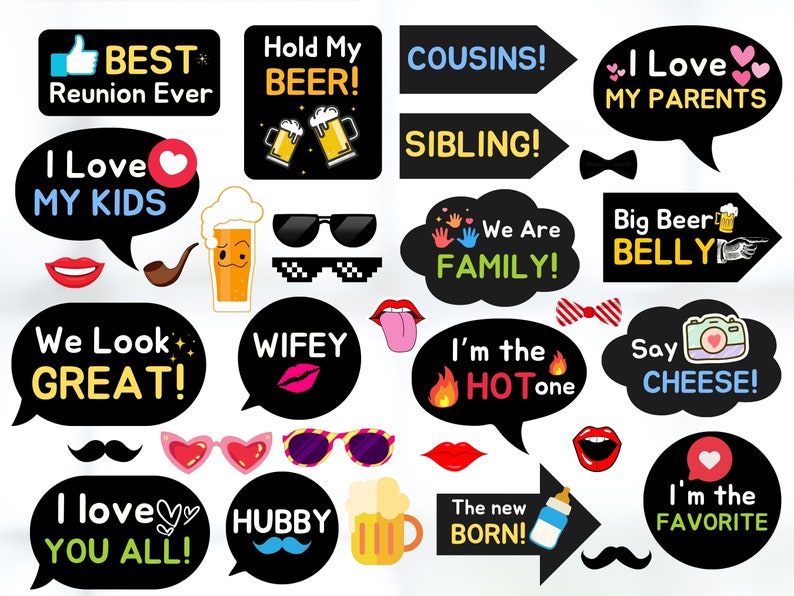 Family Reunion Photo Booth Props, Printable Family Reunion Party Props ...