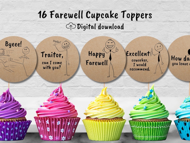 Farewell Cupcake Toppers, Office Cupcake Toppers, Farewell Party ...