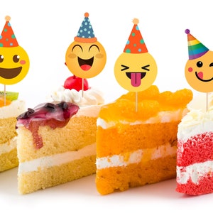 Emoji Cupcake Toppers, Emoji Cake Toppers, Emoji Theme, Emoji Party ...