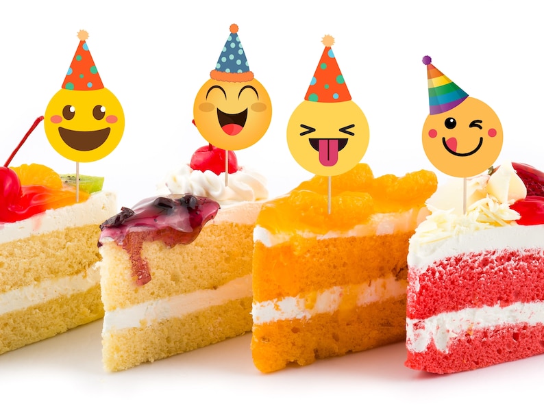Emoji Cupcake Toppers, Emoji Cake Toppers, Emoji Theme, Emoji Party ...