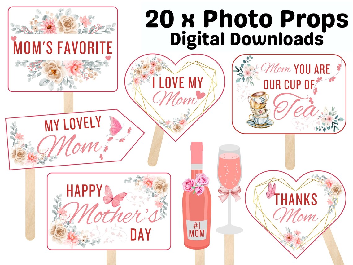 Mother's Day Photo Booth Props: Floral Party Decor (PDF Digital Files ...