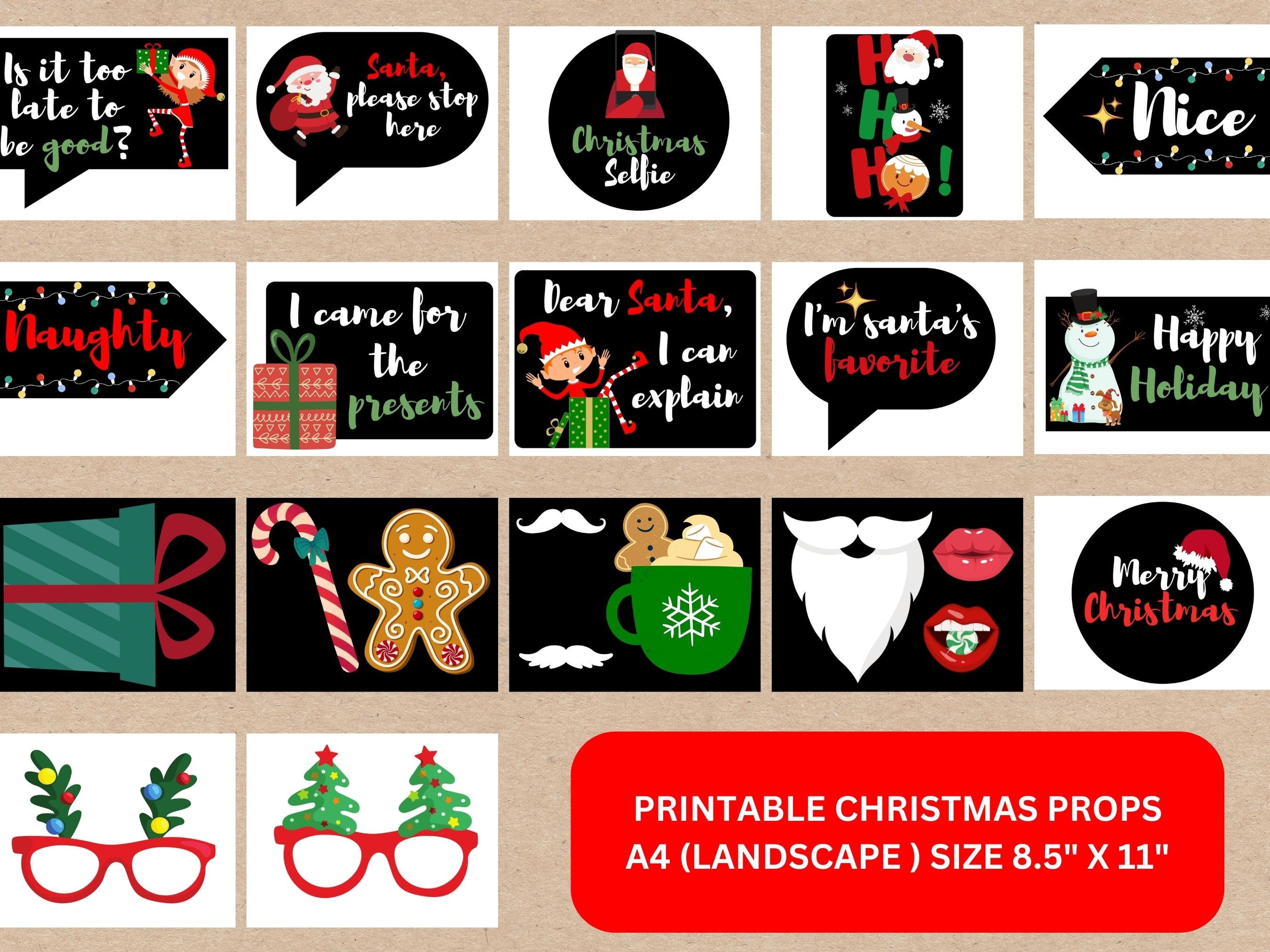 Christmas Photo Booth Props, Printable Christmas Props, Christmas Props ...