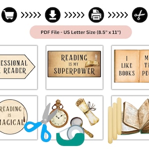 Book Lovers Day Party Photo Booth Props Printable, Book Club Party ...