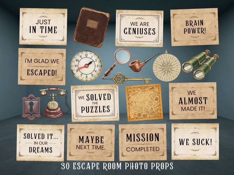Escape Room Photo Booth Props: 30 Printable Signs (digital Download) - Etsy