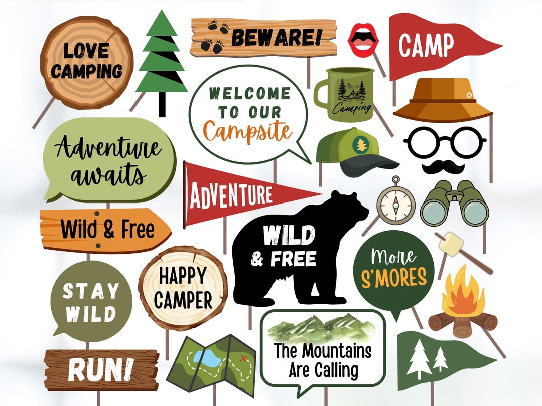 Camping Photo Booth Props: Outdoor Adventure Party Decorations (PDF ...