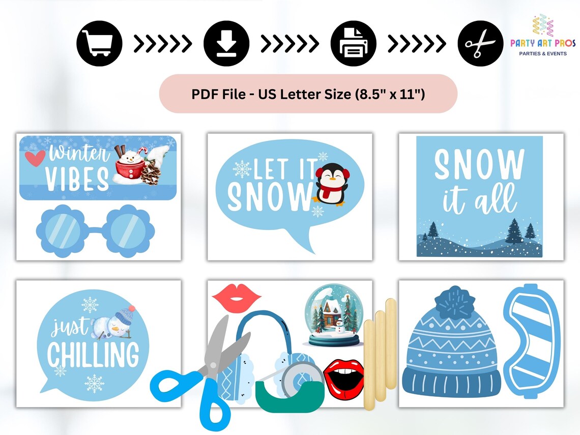 Winter Wonderland Photo Booth Props: 40 Printable Designs (PDF) - Etsy