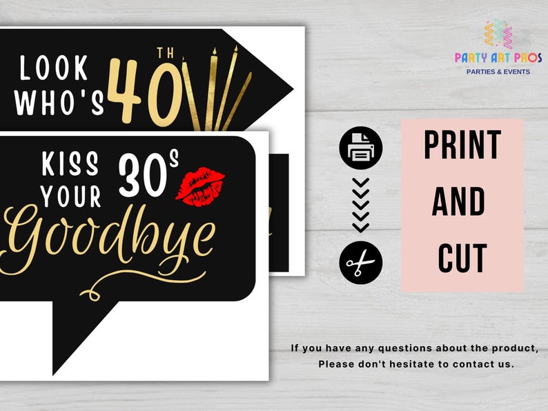 40th Birthday Photo Booth Props: Printable Party Decorations (PDF) - Etsy
