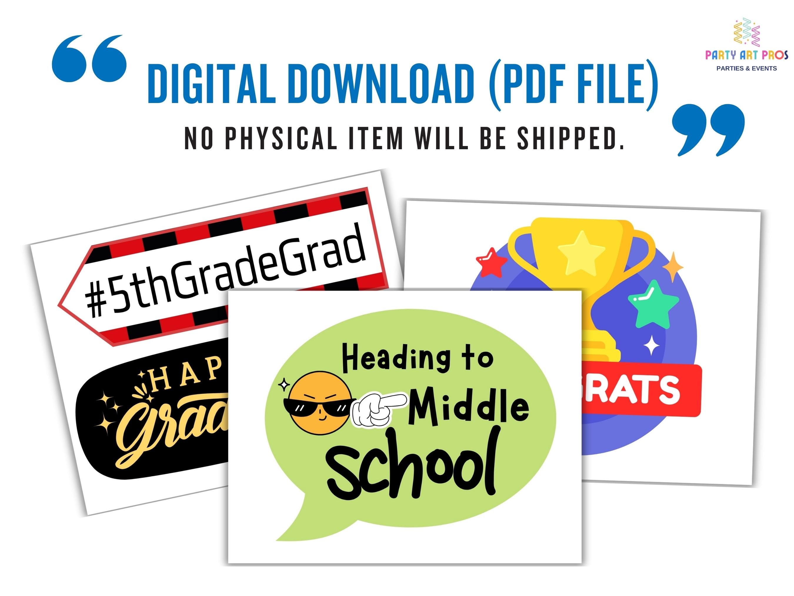 5th Grade Graduation Photo Booth Props, End of Year Party Decorations ...