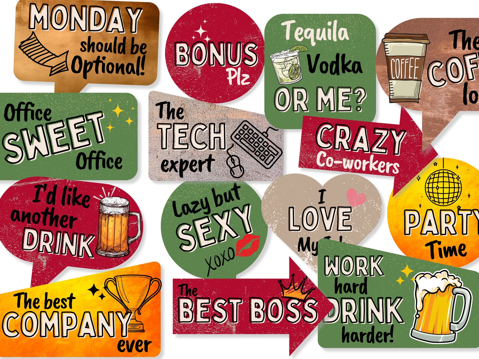 Office Photo Props, Office Party Photobooth Props, Work Party ...