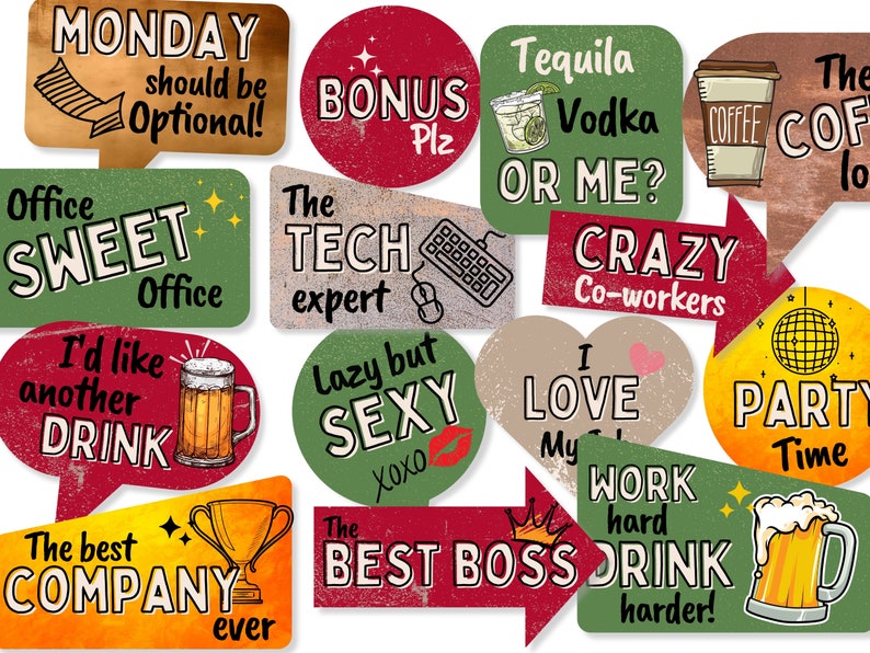 Office Photo Props, Office Party Photobooth Props, Work Party ...