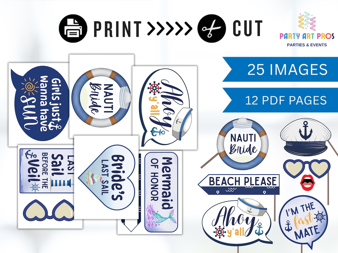 Nautical Bachelorette Party Photo Booth Props: Last Sail Before the ...