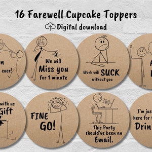 Farewell Cupcake Toppers, Office Cupcake Toppers, Farewell Party ...