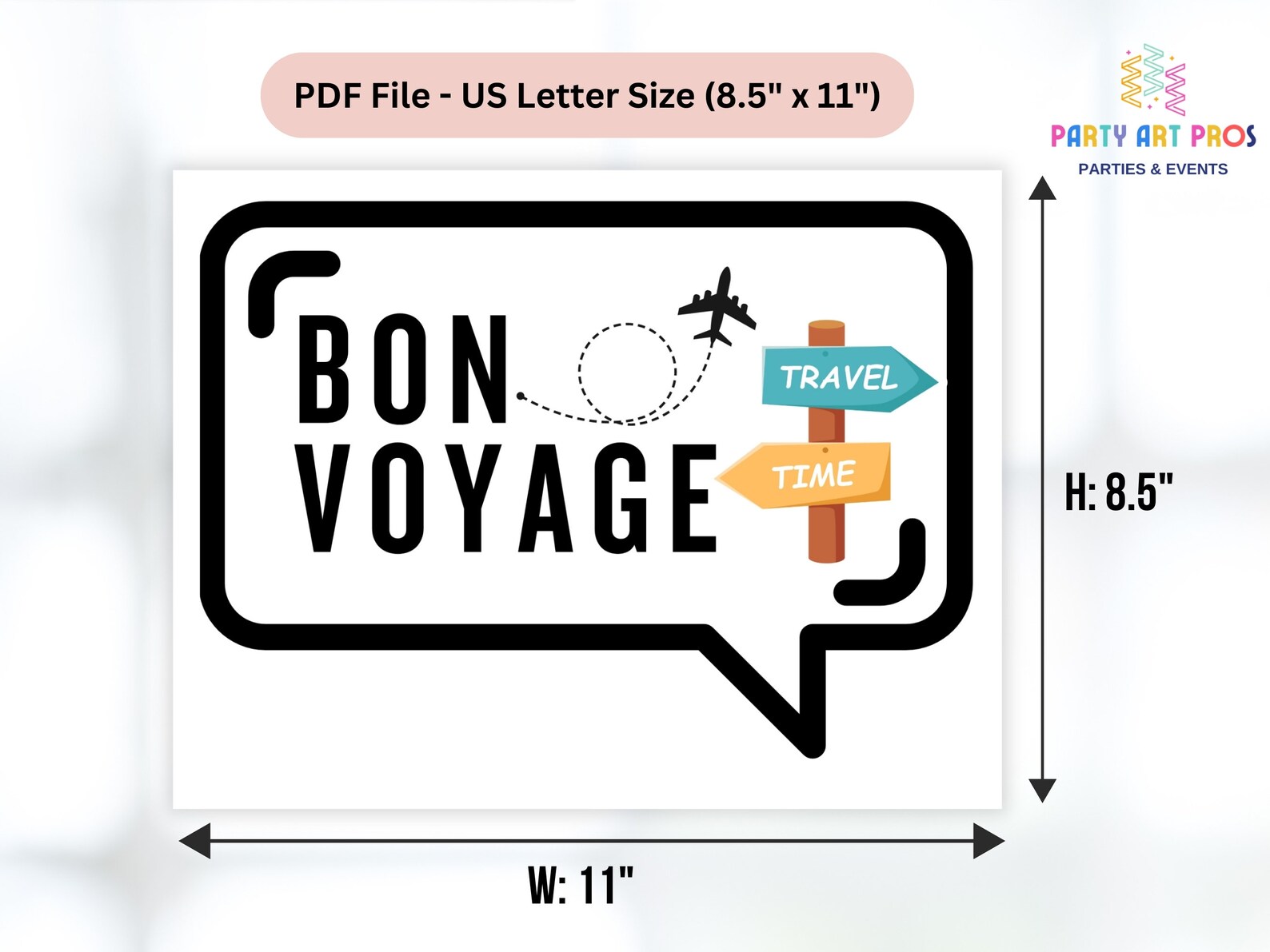 Travel Party Photo Booth Props: Bon Voyage, Farewell (PDF Printable) - Etsy