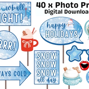Winter Photobooth Props Printable, Winter Wonderland Props, Winter ...