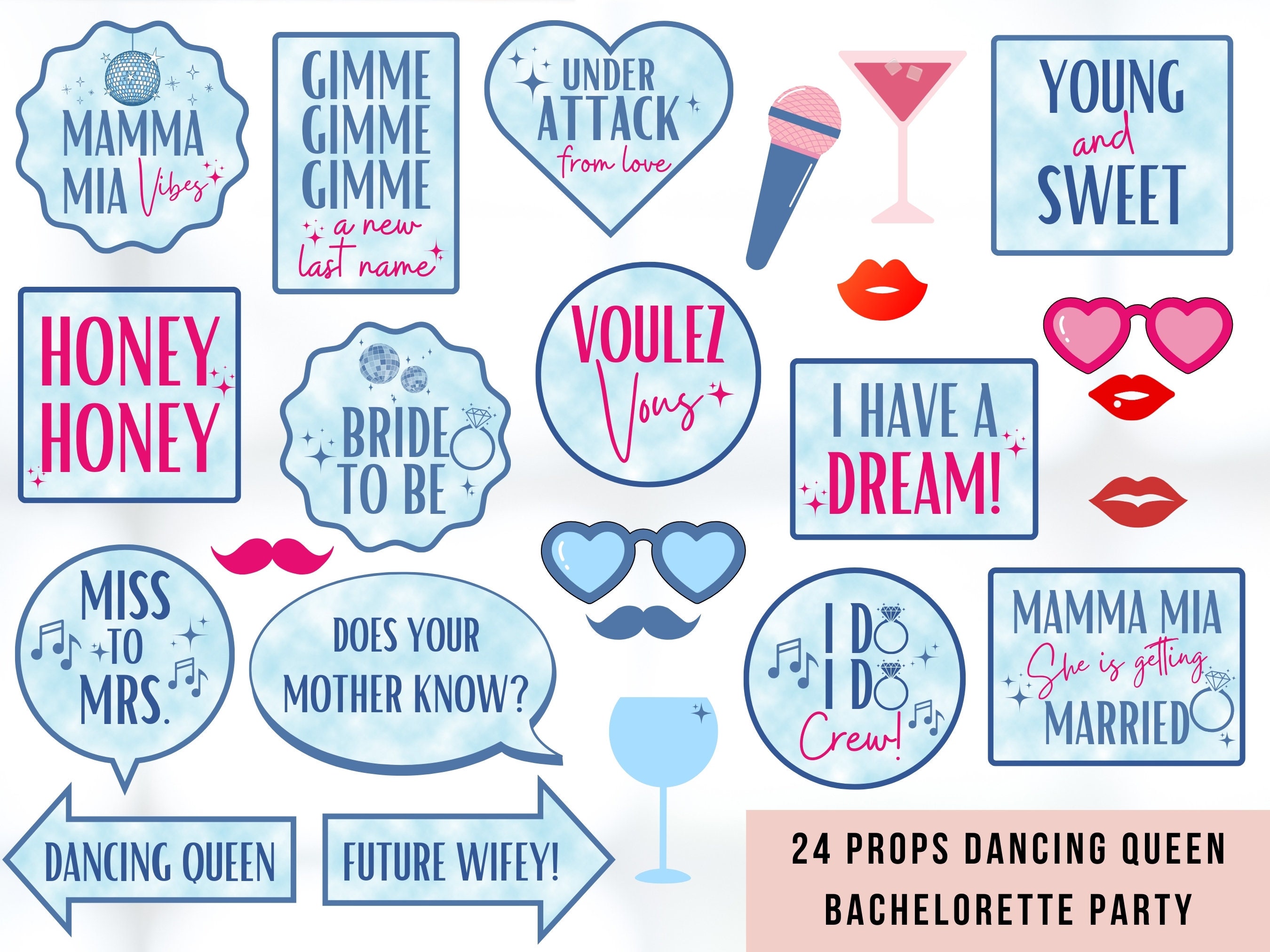Dancing Queen Bachelorette Party Props Printable, Dancing Queen ...