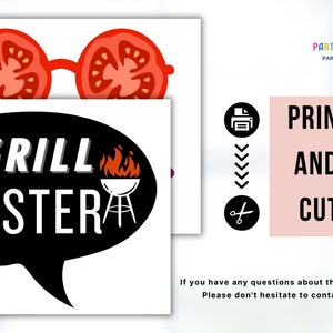 BBQ Party Props Printable, BBQ Party Photo Booth Props, Barbecue Party ...