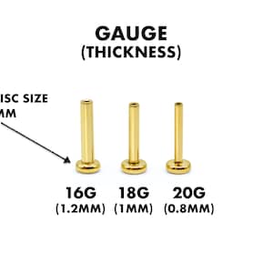 20G/18G/16G Marquise Leaf Push Pin Labret • Threadless Flat Back Earring • Tragus Stud • Helix ...