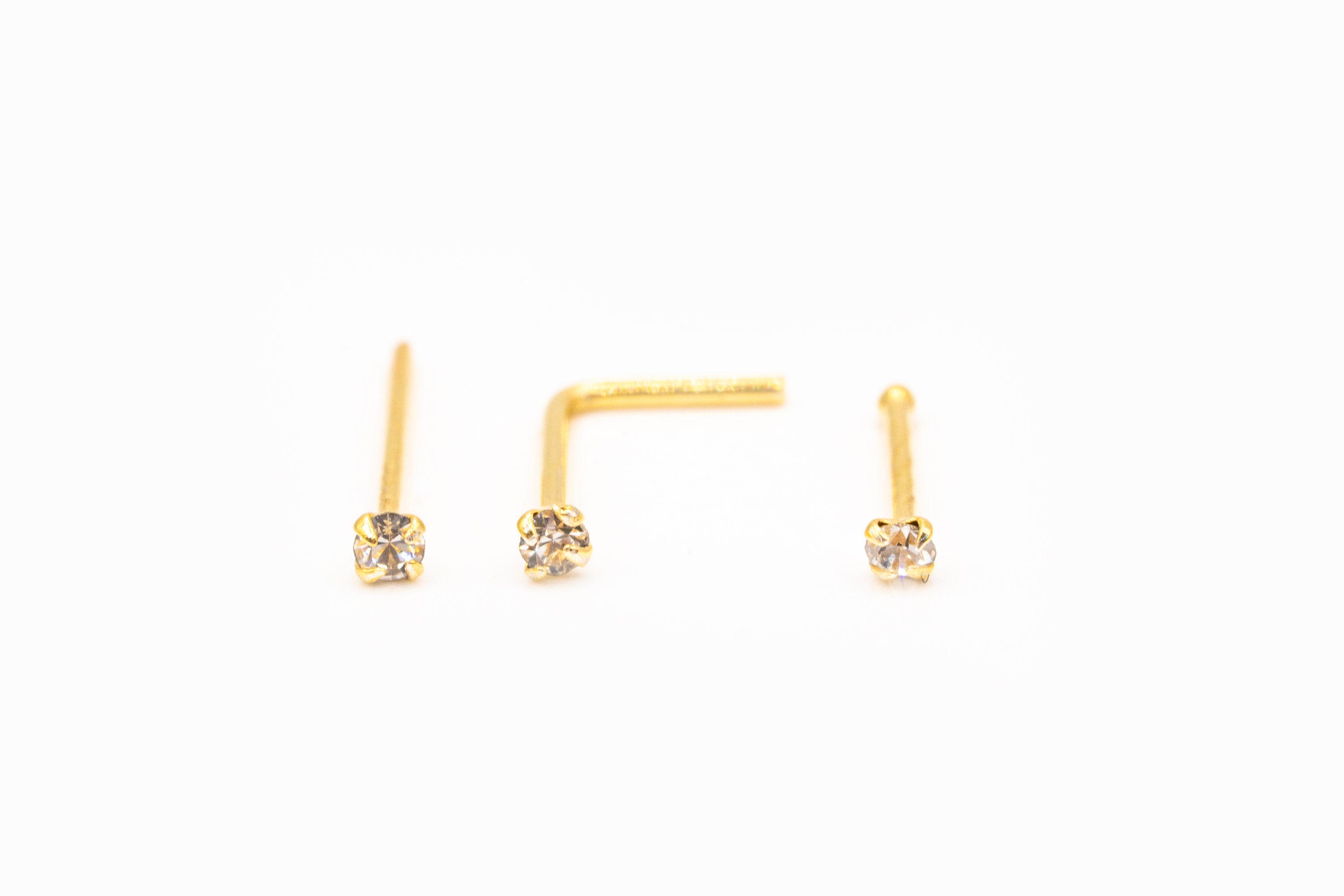 22G Very TINY 1mm Diamond Nose Studs Gold or Sterling Silver Nose Rings ...