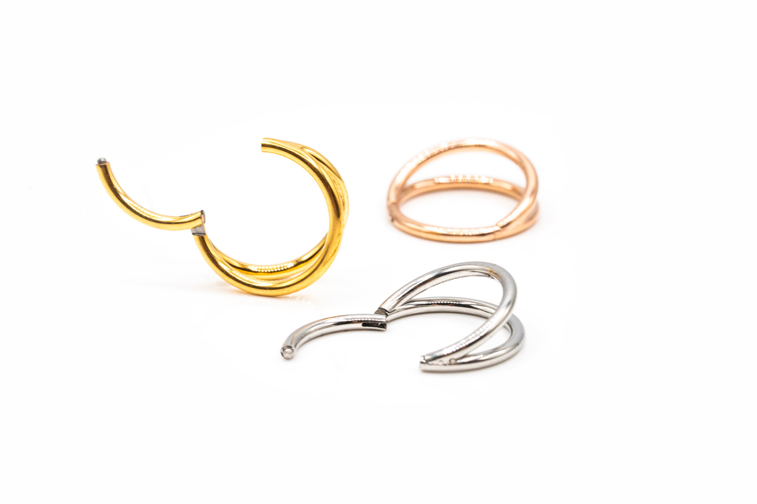 16G/18G/20G 5mm-10mm Double Ring Clicker Hoop Cartilage Earrings Helix ...