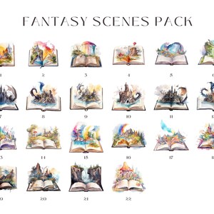 101 PNG Watercolor Fantasy Books Clipart Bundle, Open Book Clip Art ...