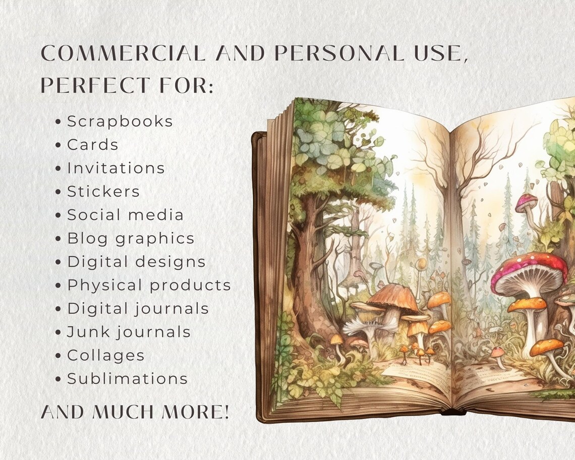 17 PNG Watercolor Fantasy Books Clipart Bundle. Open Book Clip Art Pack ...