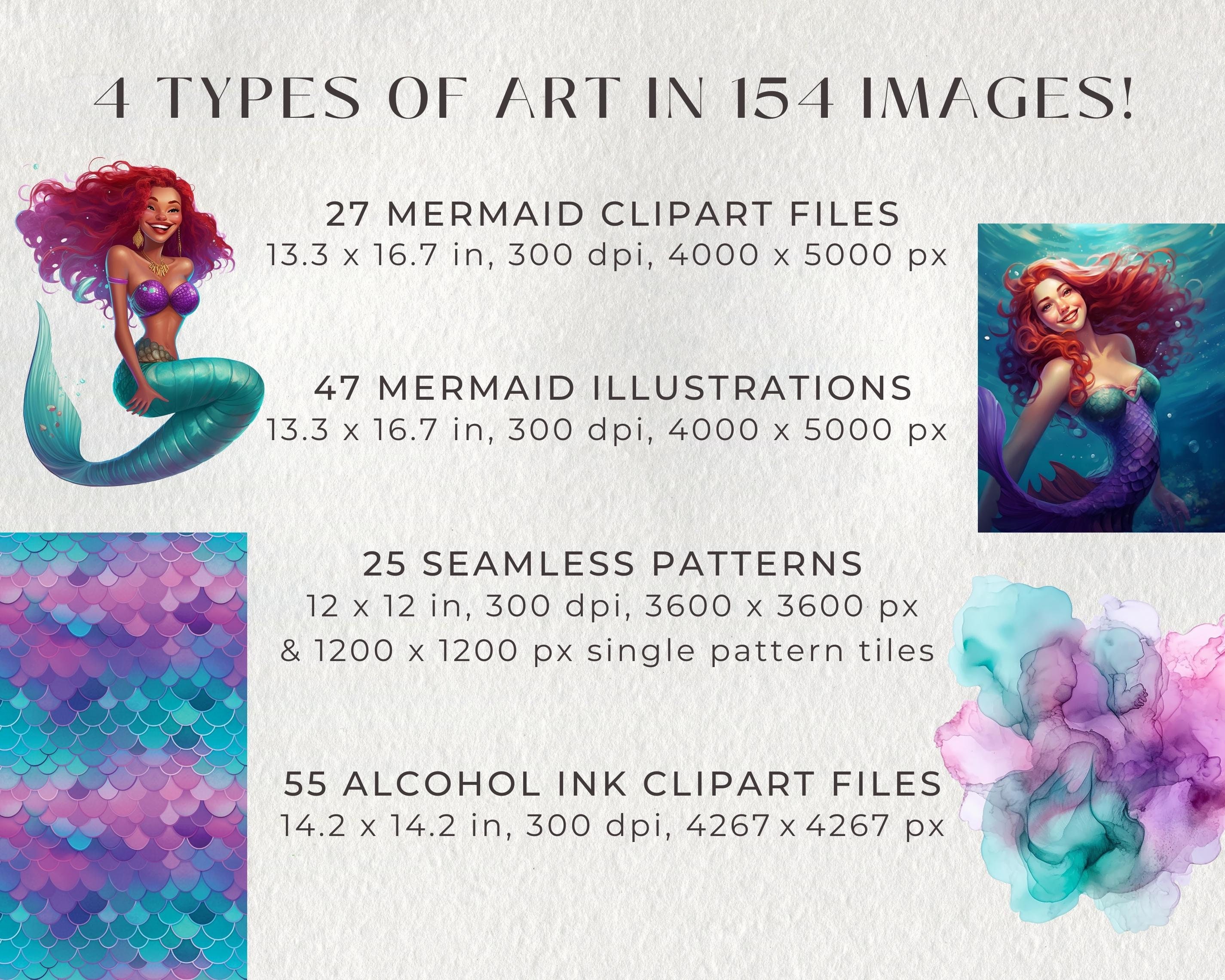 154 PNG Mermaid Art Bundle, Black Girl Magic Mermaid Clipart Mega ...