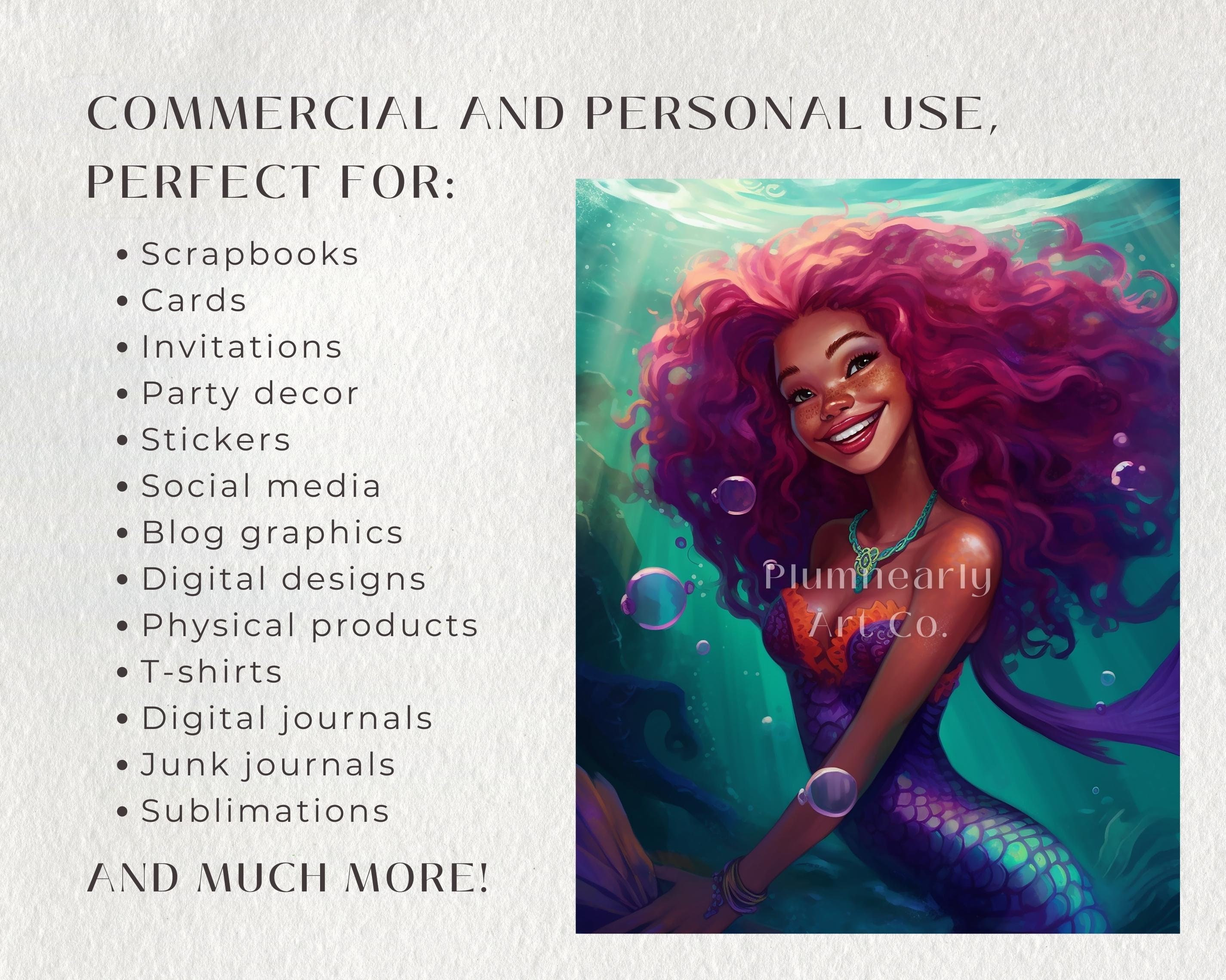 154 PNG Mermaid Art Bundle, Black Girl Magic Mermaid Clipart Mega ...