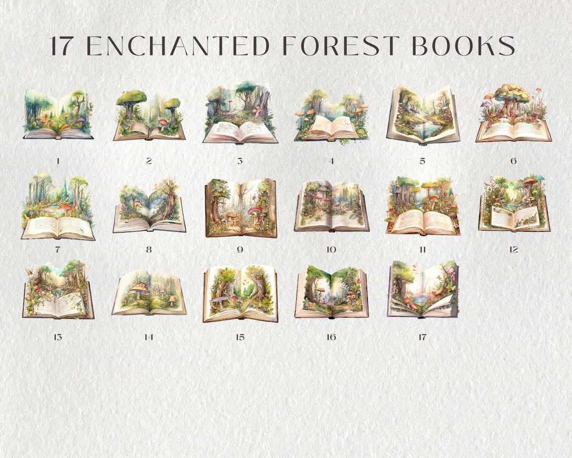 17 PNG Watercolor Fantasy Books Clipart Bundle. Open Book Clip Art Pack ...