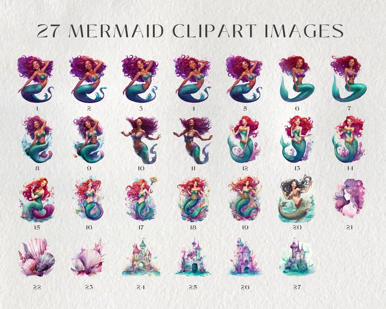 154 PNG Mermaid Art Bundle, Black Girl Magic Mermaid Clipart Mega ...