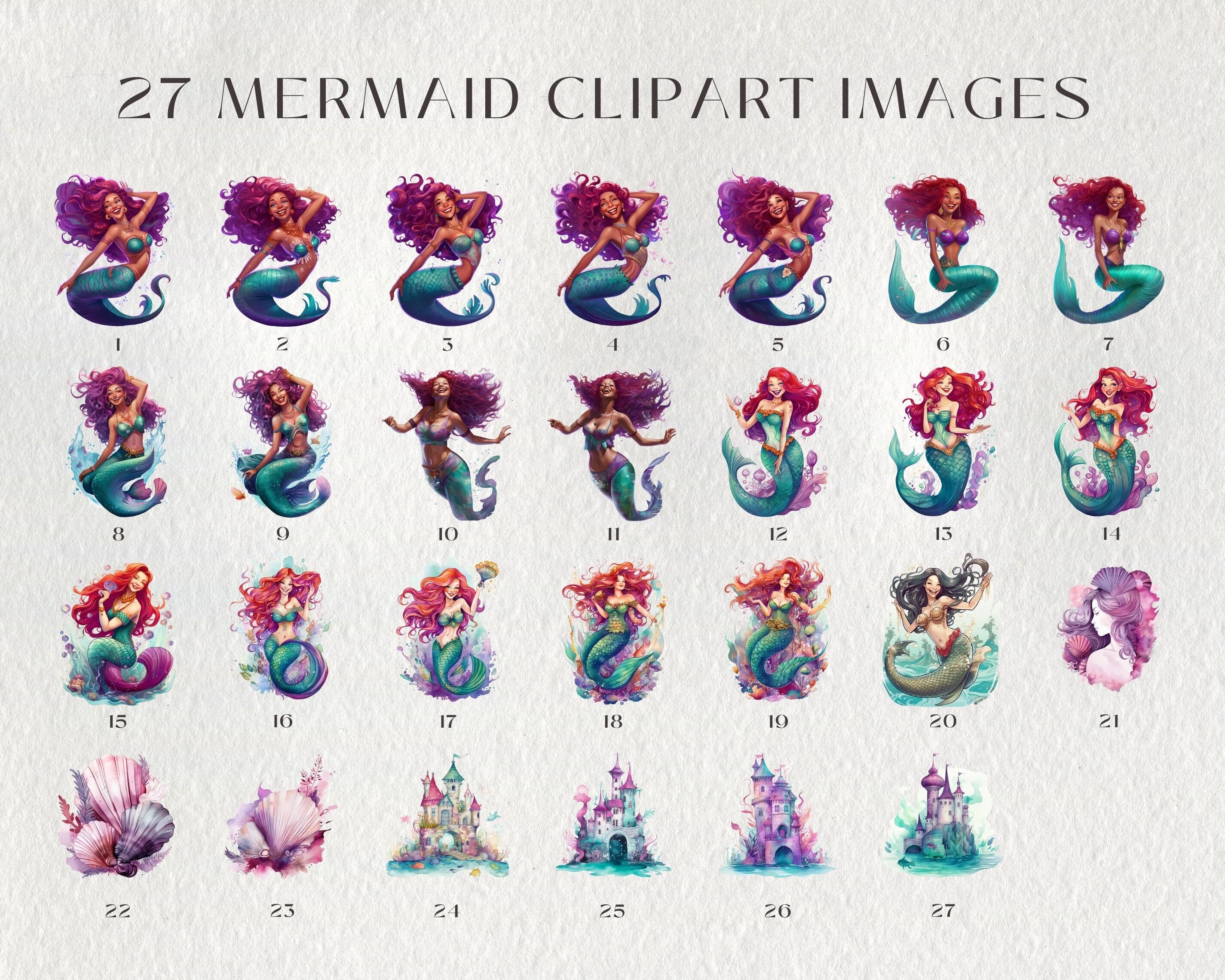 154 PNG Mermaid Art Bundle, Black Girl Magic Mermaid Clipart Mega ...