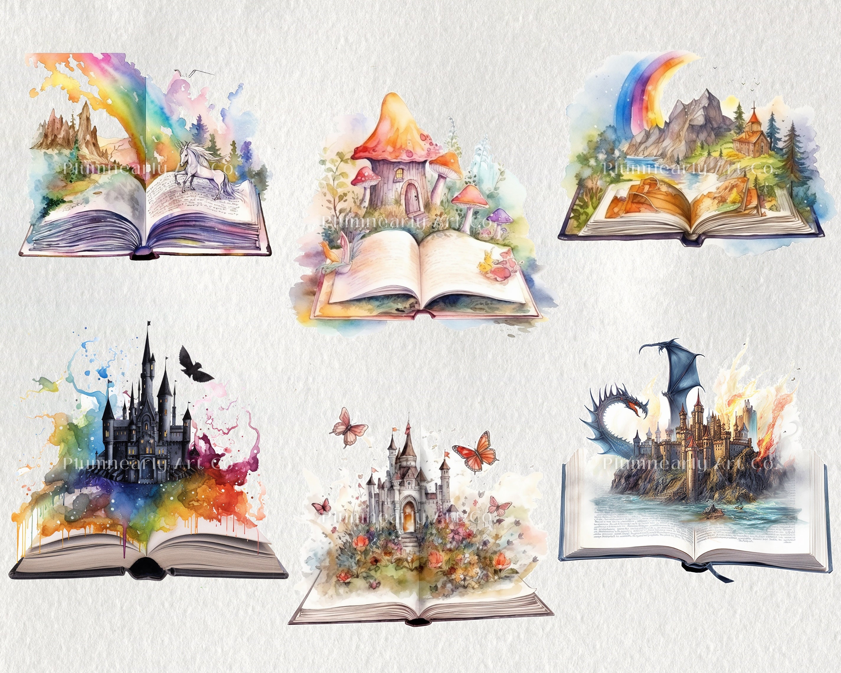 101 PNG Watercolor Fantasy Books Clipart Bundle Open Book - Etsy