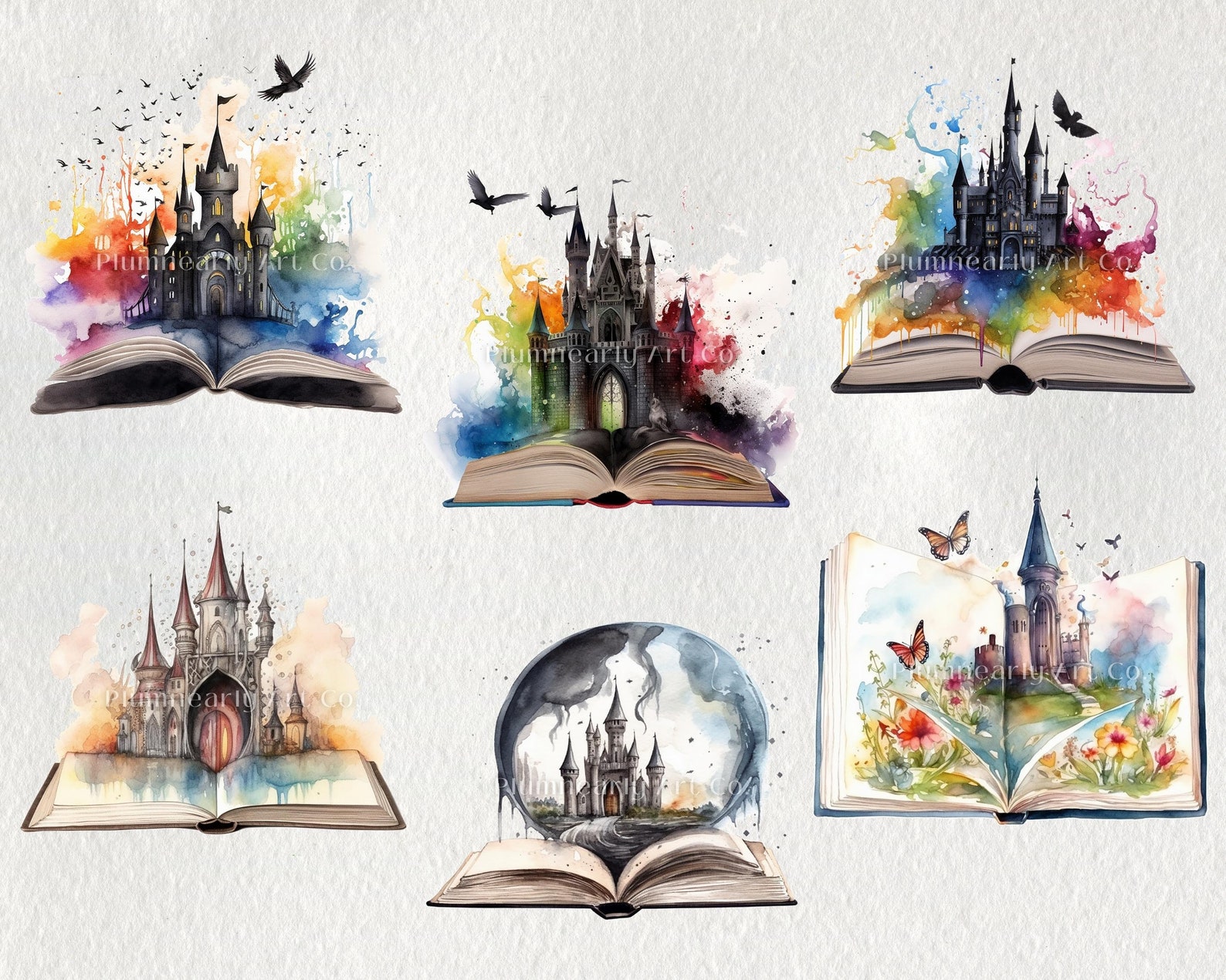 23 PNG Watercolor Fantasy Books Clipart Bundle. Open Book Clip Art ...