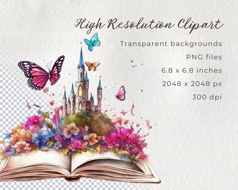 23 PNG Watercolor Fantasy Books Clipart Bundle. Open Book Clip Art ...