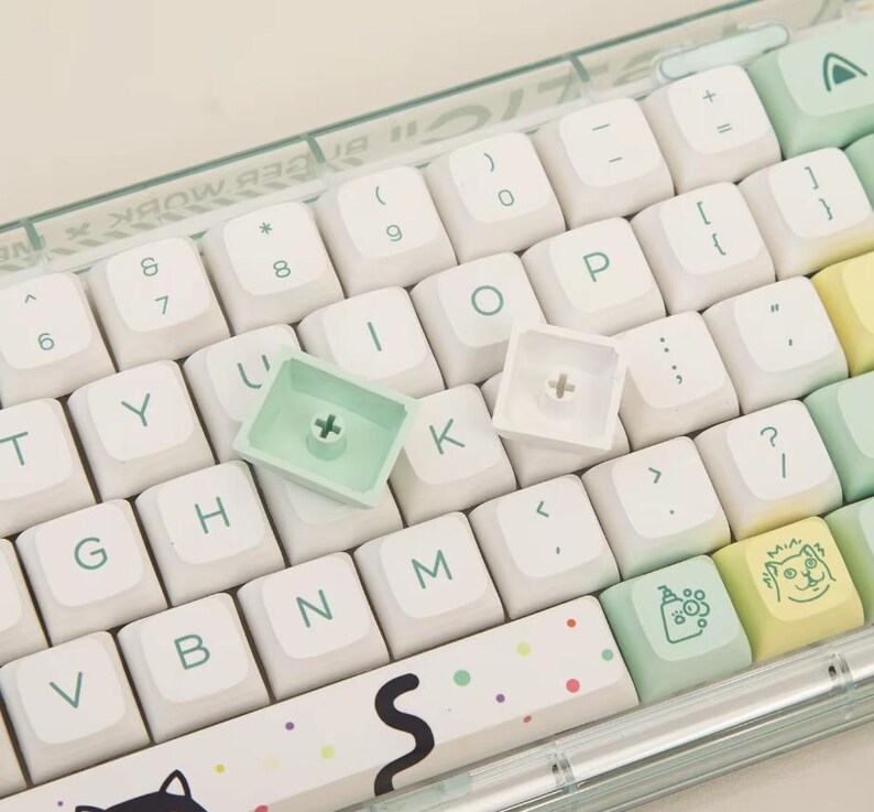 131 Keys Weird Cat Theme Sublimation PBT Keycaps Custom XDA Profile ...