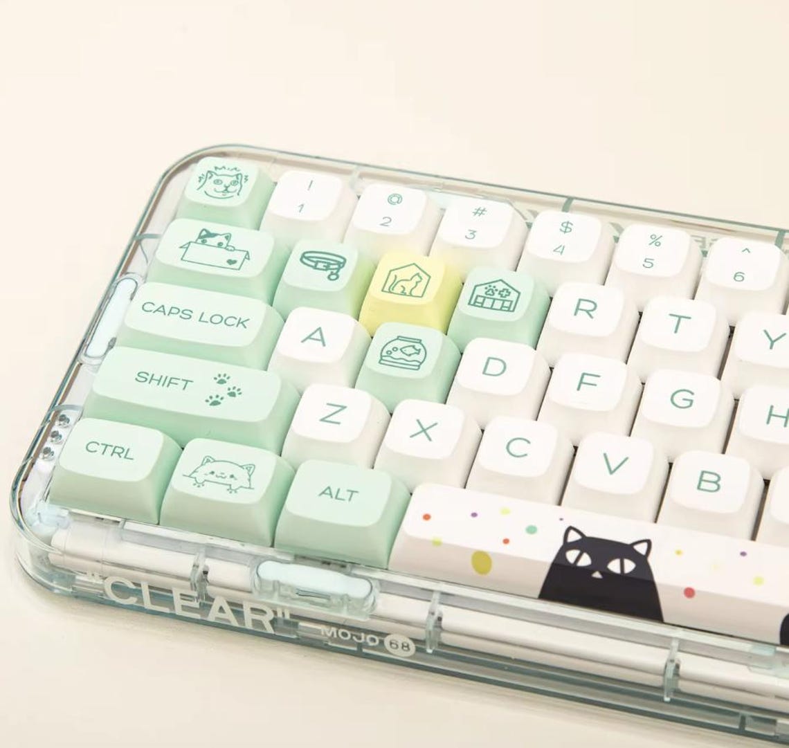 131 Keys Weird Cat Theme Sublimation PBT Keycaps Custom XDA Profile ...