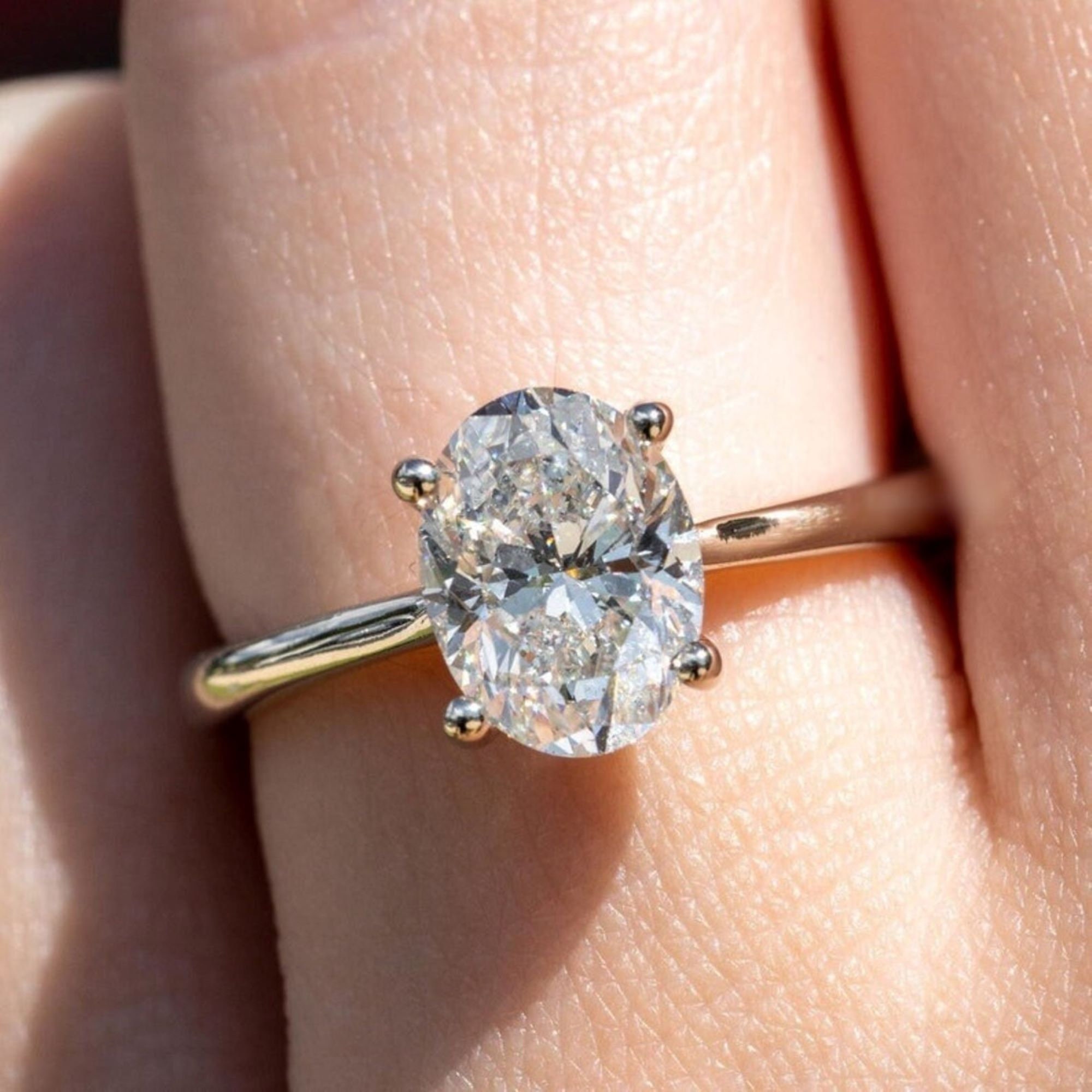 3 Ct Oval Cut Moissanite Engagement Ring 14K Solid Gold Solitaire Wedding Ring Promise Ring ...