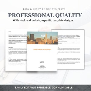 Professional Employment Contract Template, Editable Employment ...