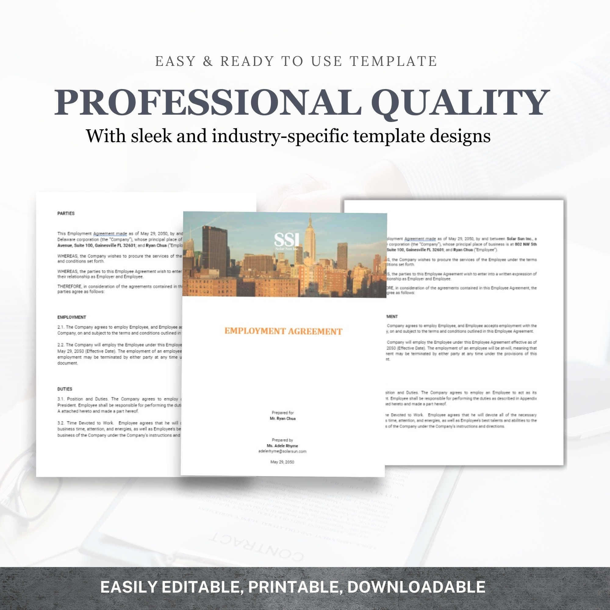 Editable Employment Contract Template: Attorney Drafted (MS Word ...