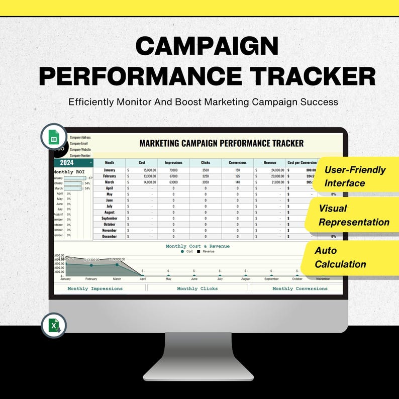 Marketing Campaign Tracker Google Sheet, Performance KPI Dashboard ...