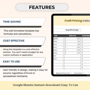 Craft Pricing Calculator: Excel & Google Sheets Template (digital ...
