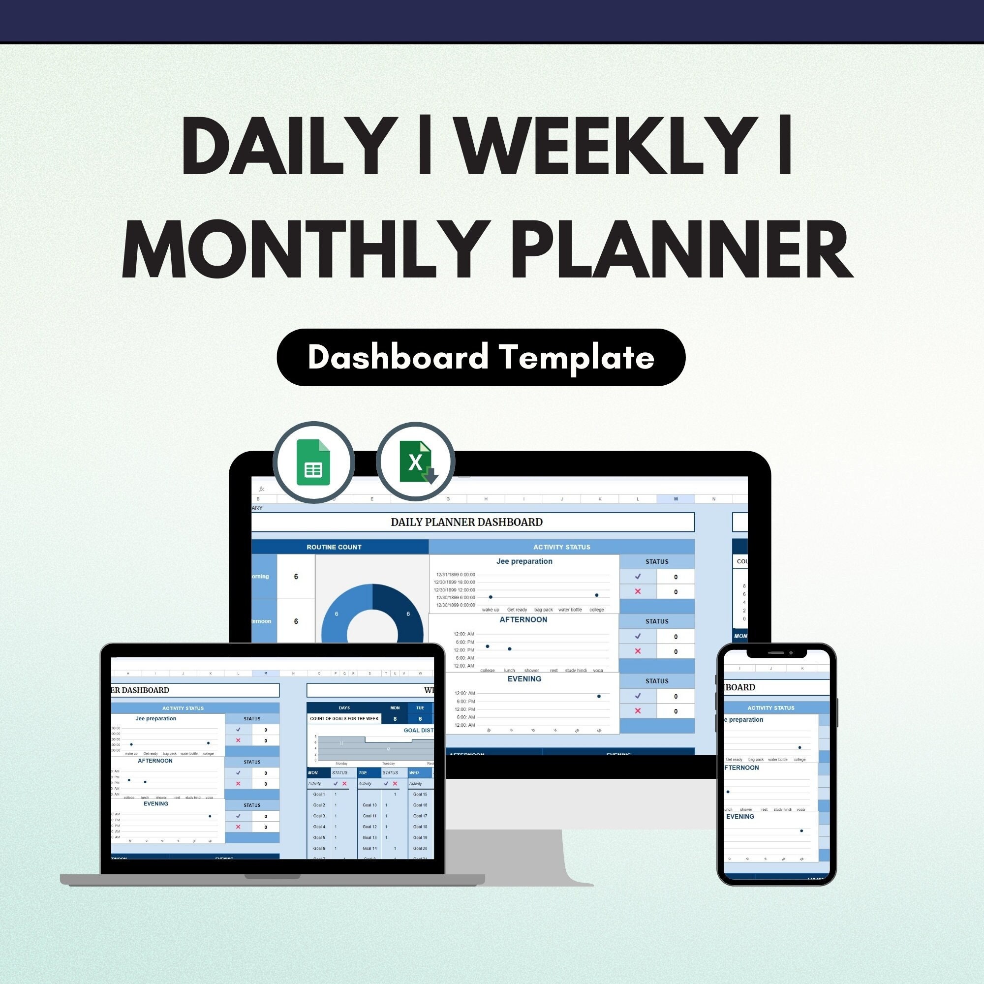 Customizable Excel Template Planner, Weekly Dashboard Planner, Excel ...