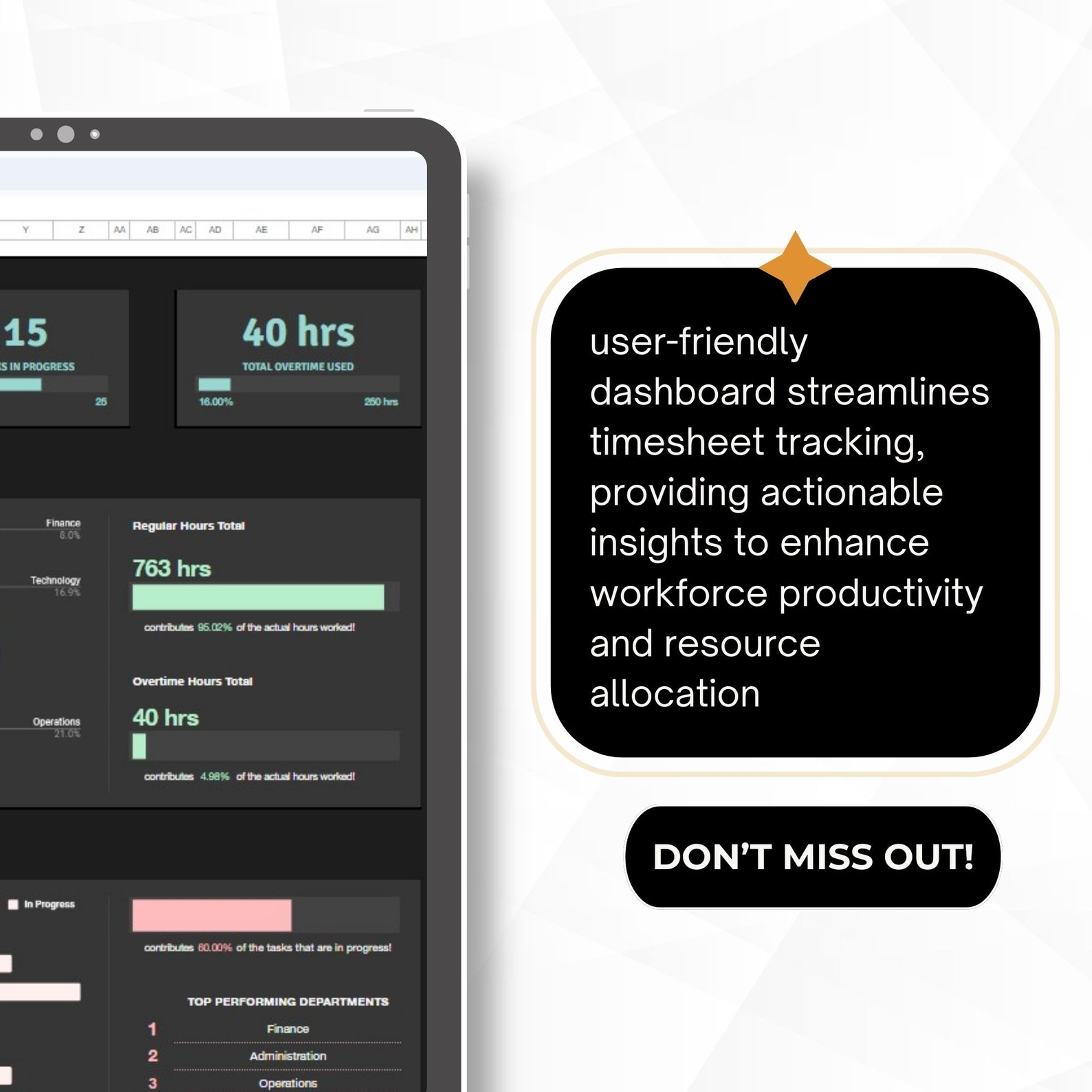 Comprehensive Timesheet Dashboard Template, Enhance Decision Making ...