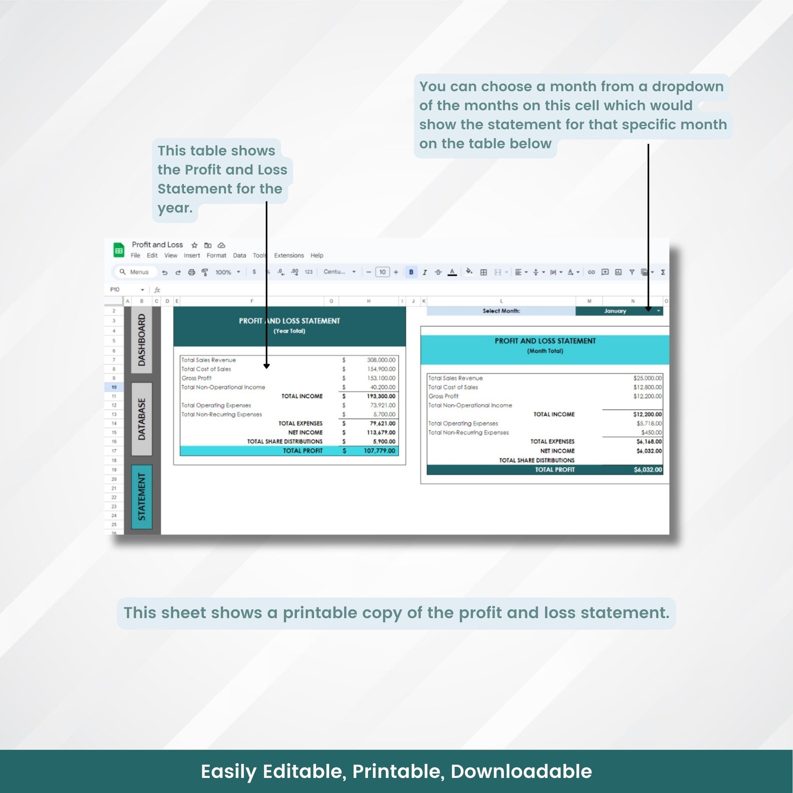 Profit and Loss Spreadsheet Template: Small Business P&L (digital ...