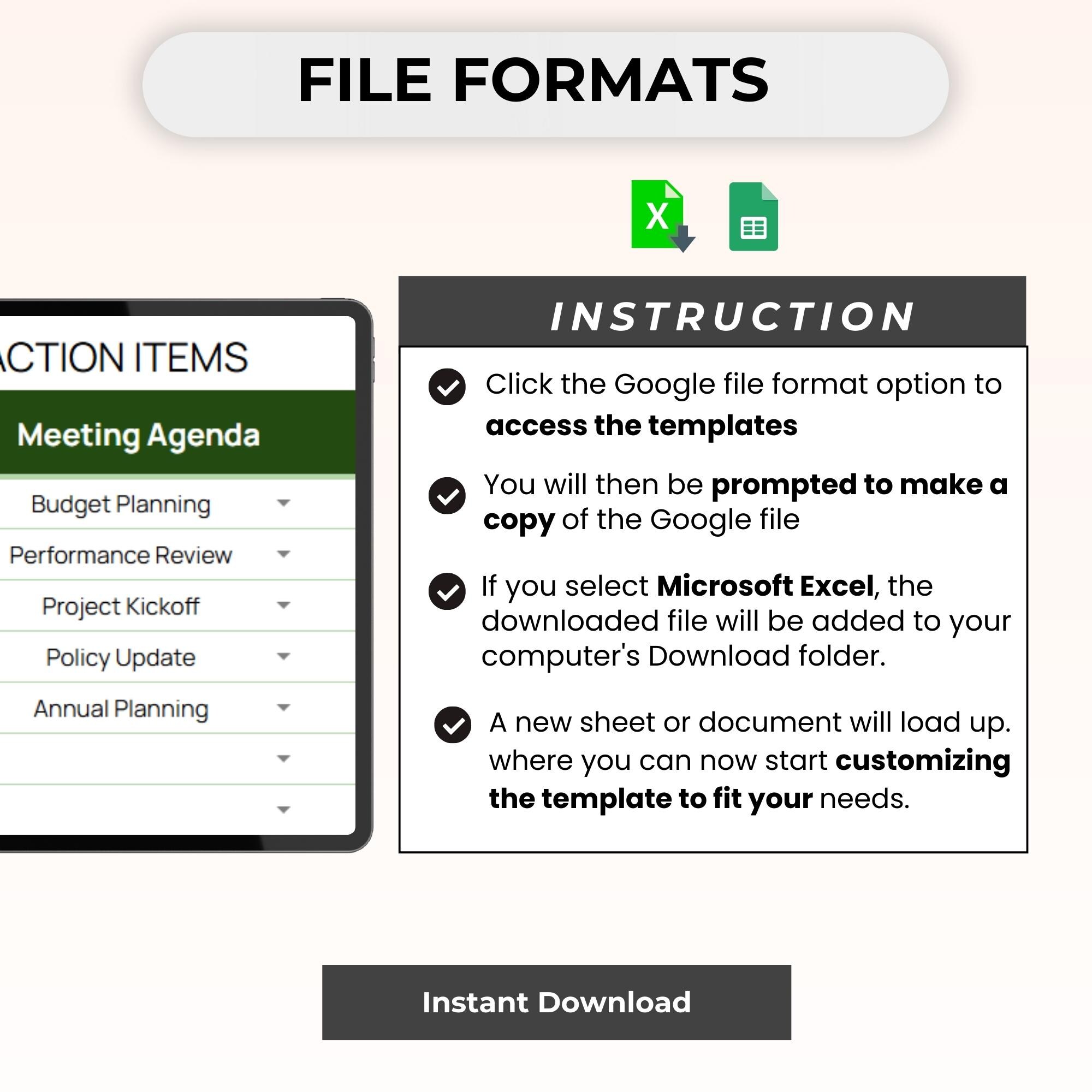 Meeting Outcome Dashboard Template: Excel & Google Sheets (digital ...