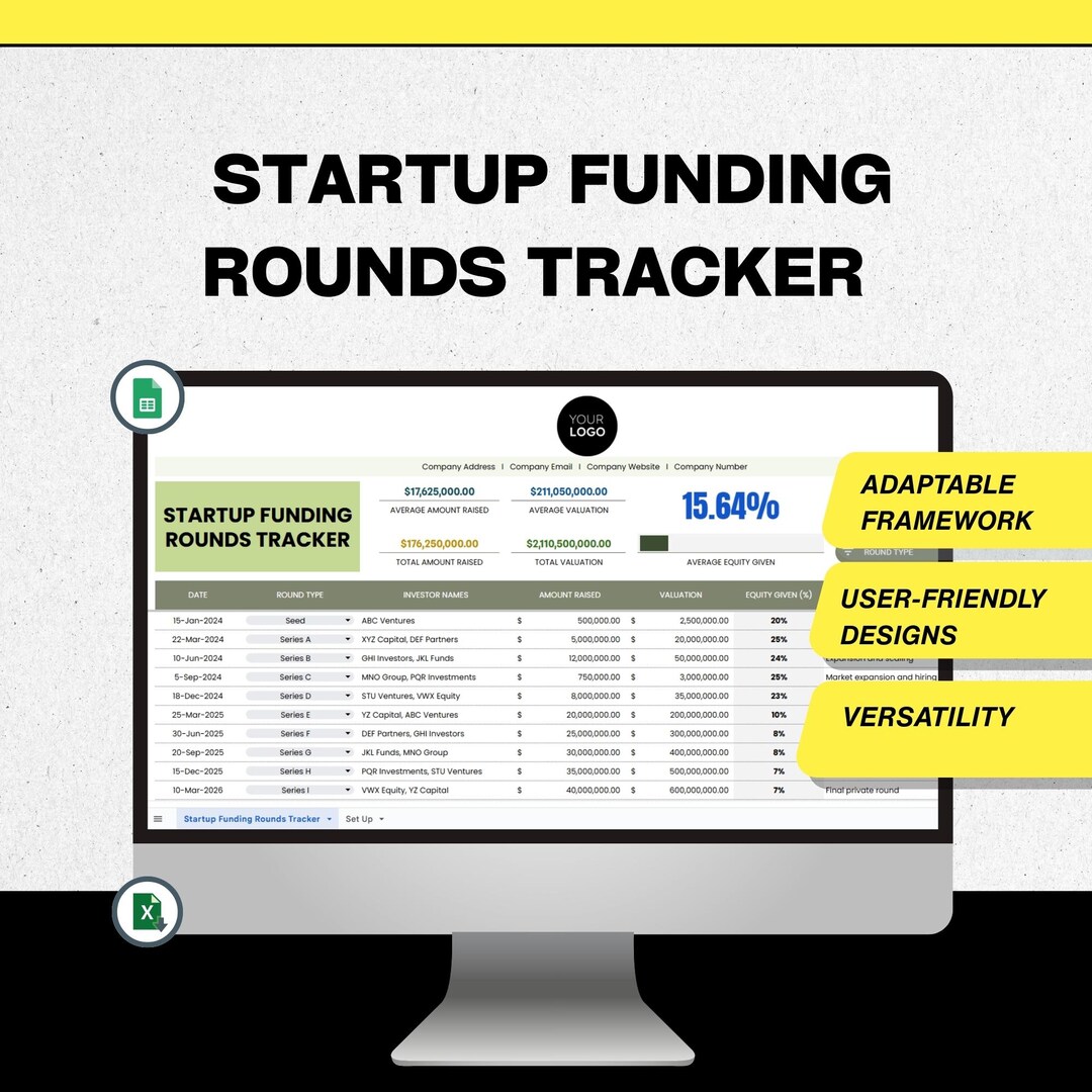 Editable Startup Funding Rounds Tracker Template, Fundraising CRM ...