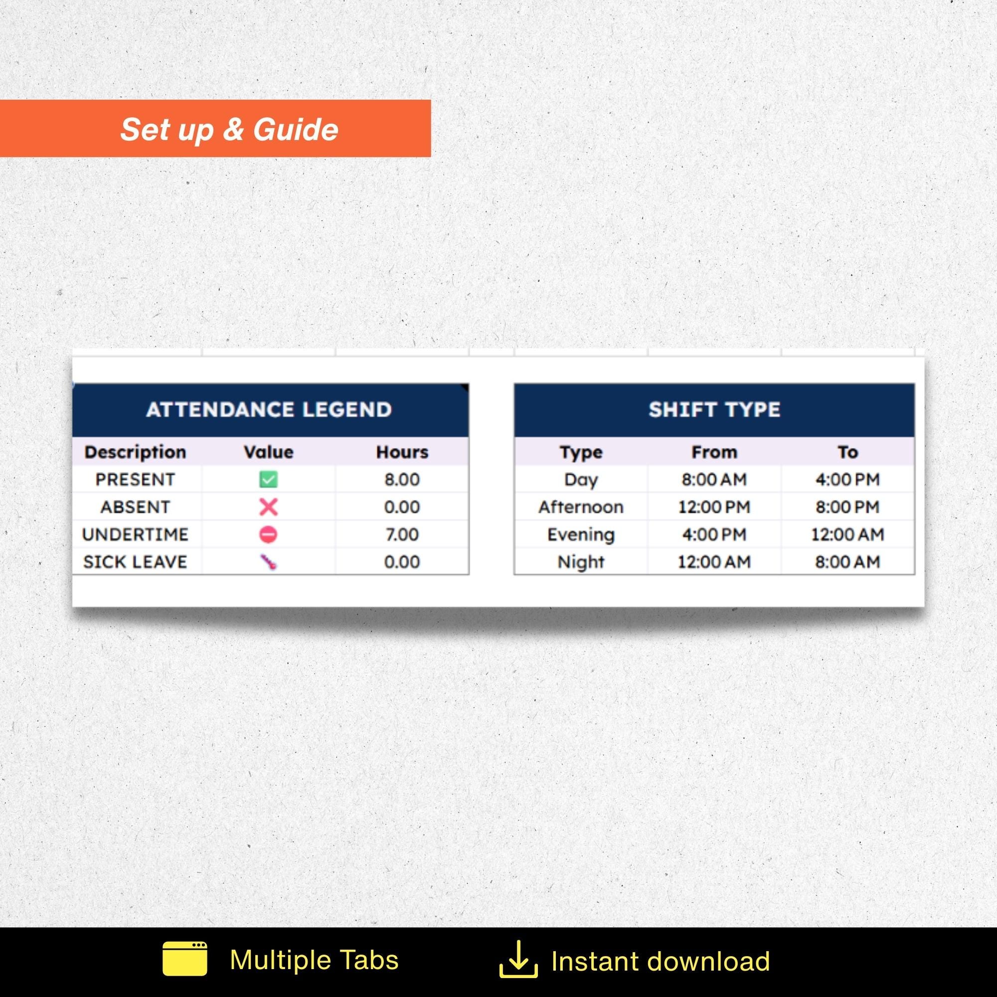 Employee Attendance Sheet Template | Staff Time Log Tracker | HR ...