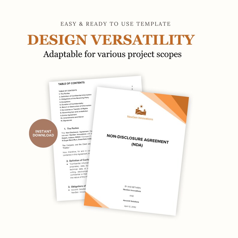 Non Disclosure Agreement Template for Small Business, Easily Editable ...