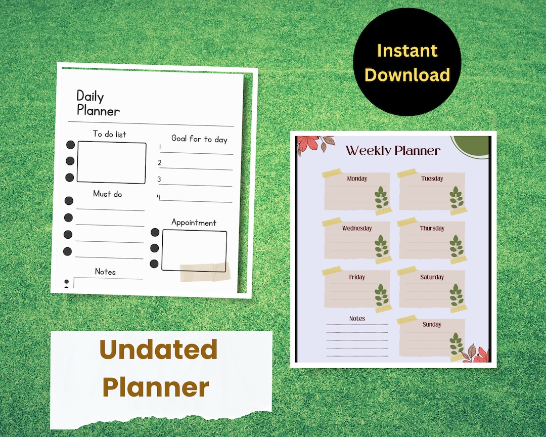 Undated Daily & Weekly Planner Printable (digital Download) - Etsy