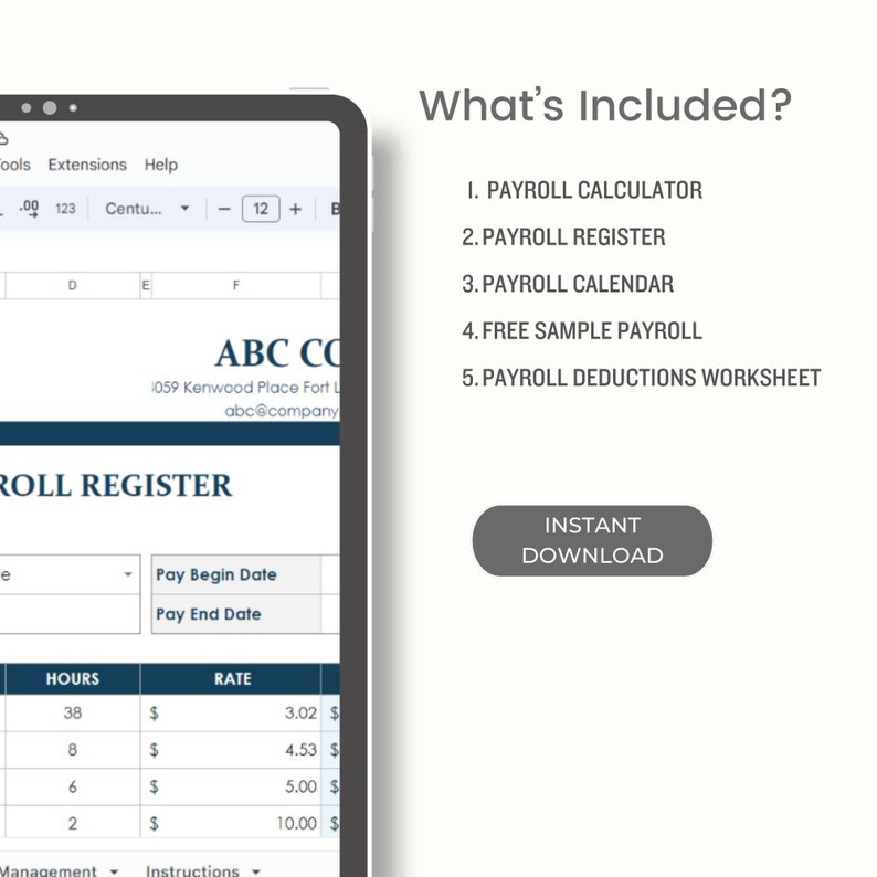 Payroll Spreadsheet Template: Employee Management System (digital ...