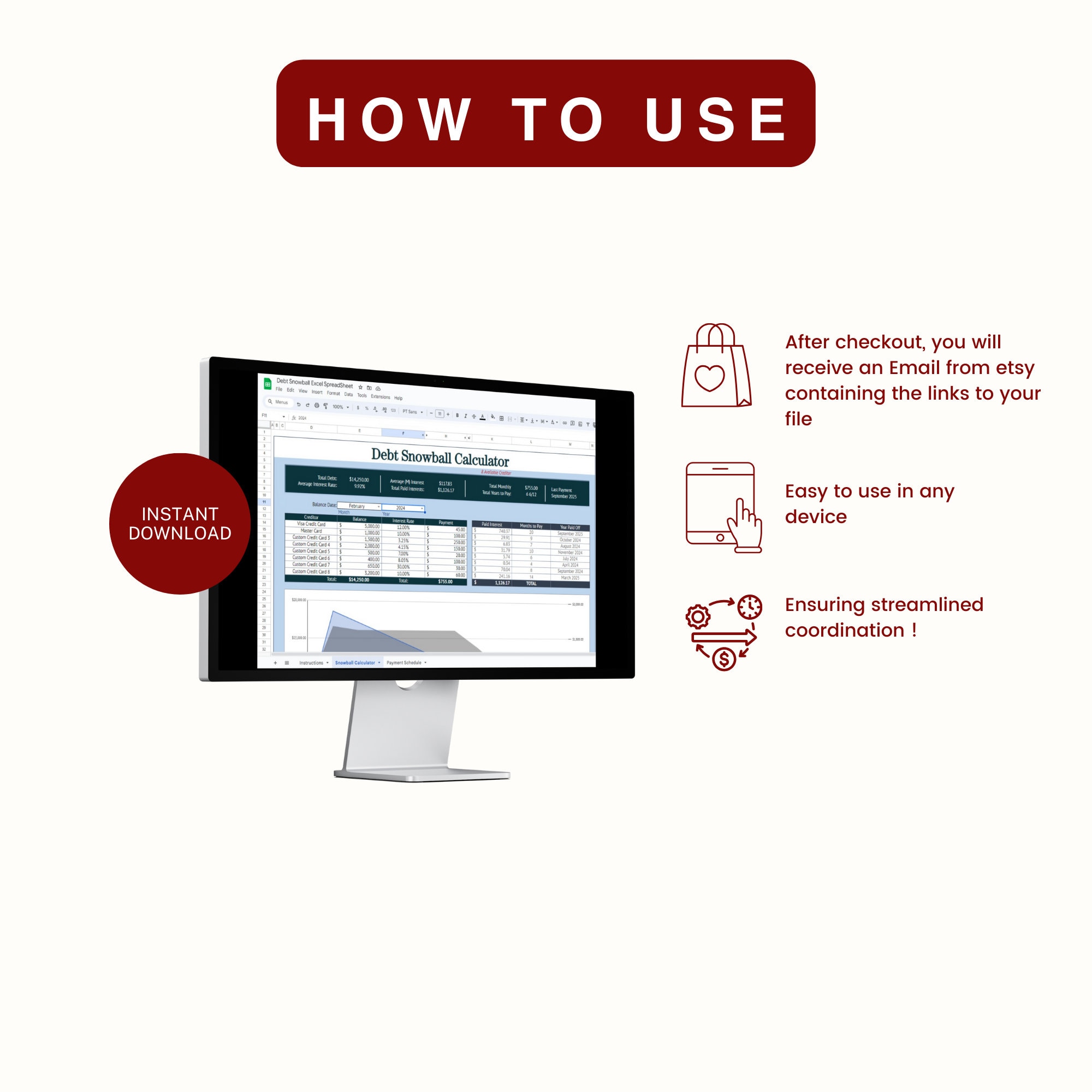 Debt Payoff Spreadsheet Template for Google Sheet, Debt Payoff Tracker ...